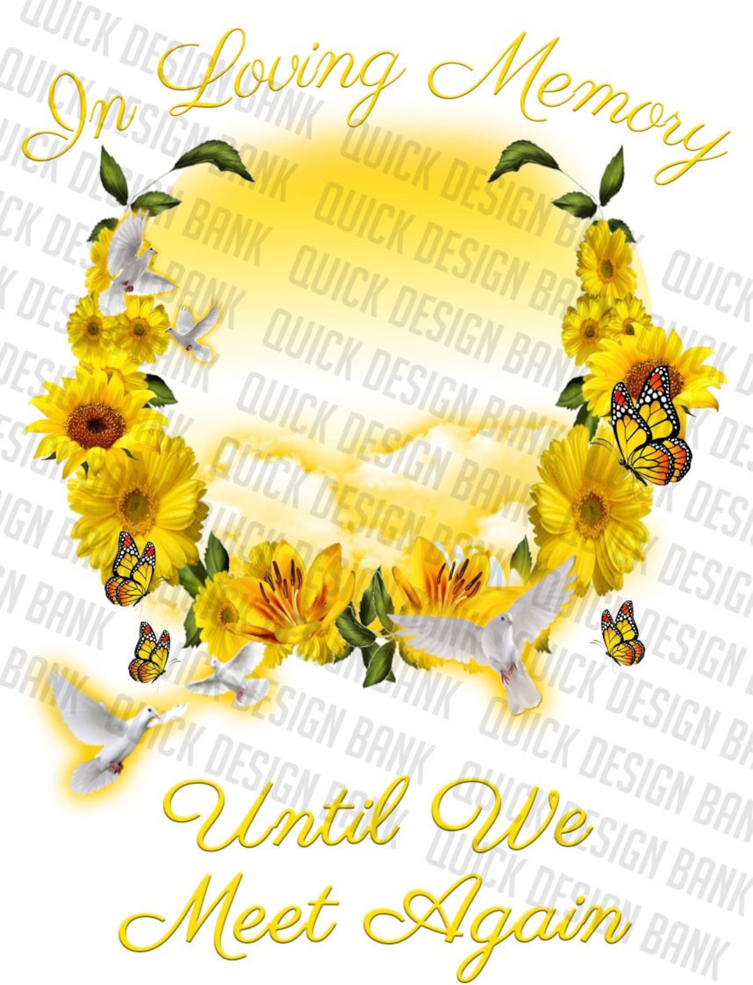 In Loving Memory Png-yellow Flowers Butterfly Memorial Template ...