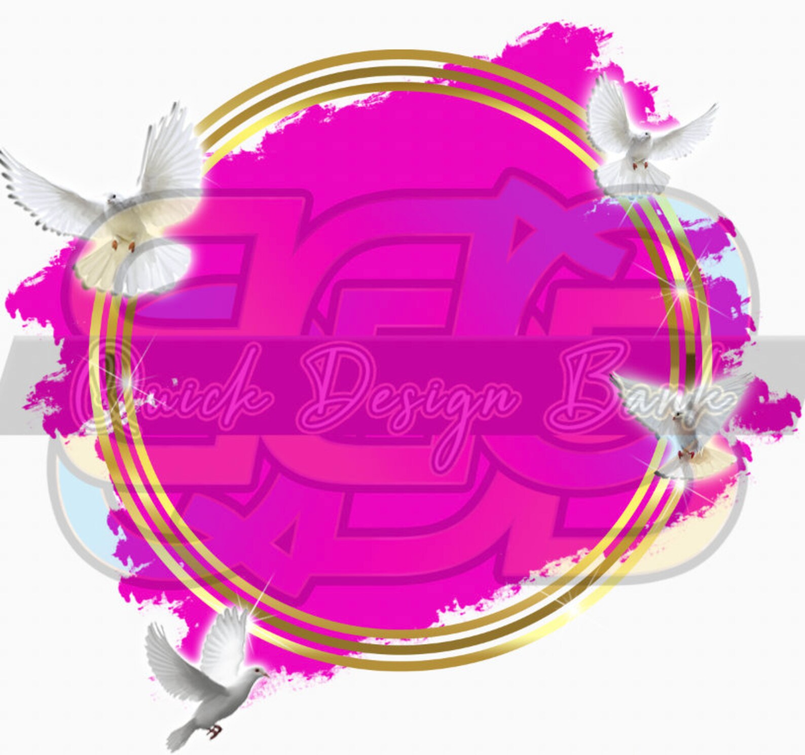 Gold Circle Frame & Doves Memorial Design Element PNG Bundle - Etsy