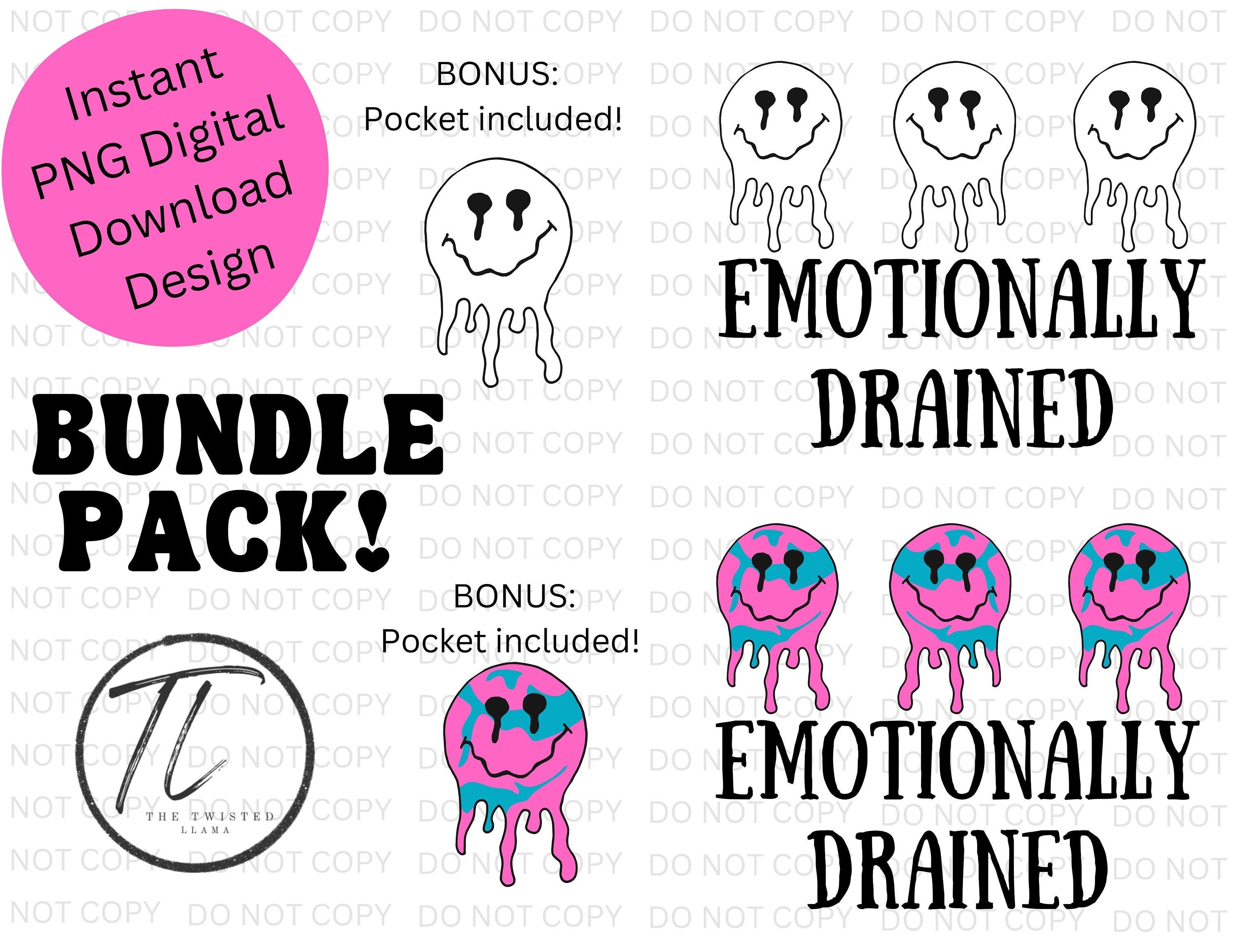 Emotionally Drained Smiley BUNDLE PNG With Bonus Pocket Images Included ...