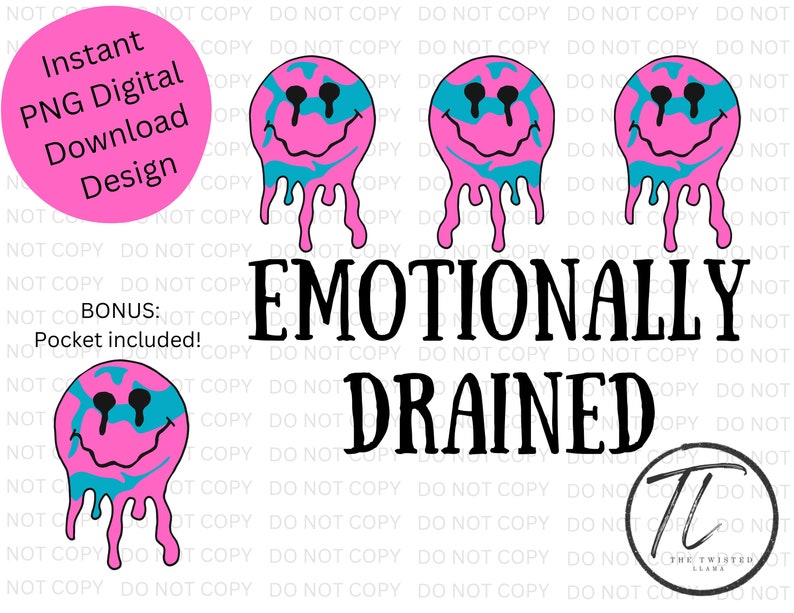 Emotionally Drained Smiley BUNDLE PNG With Bonus Pocket Images Included ...