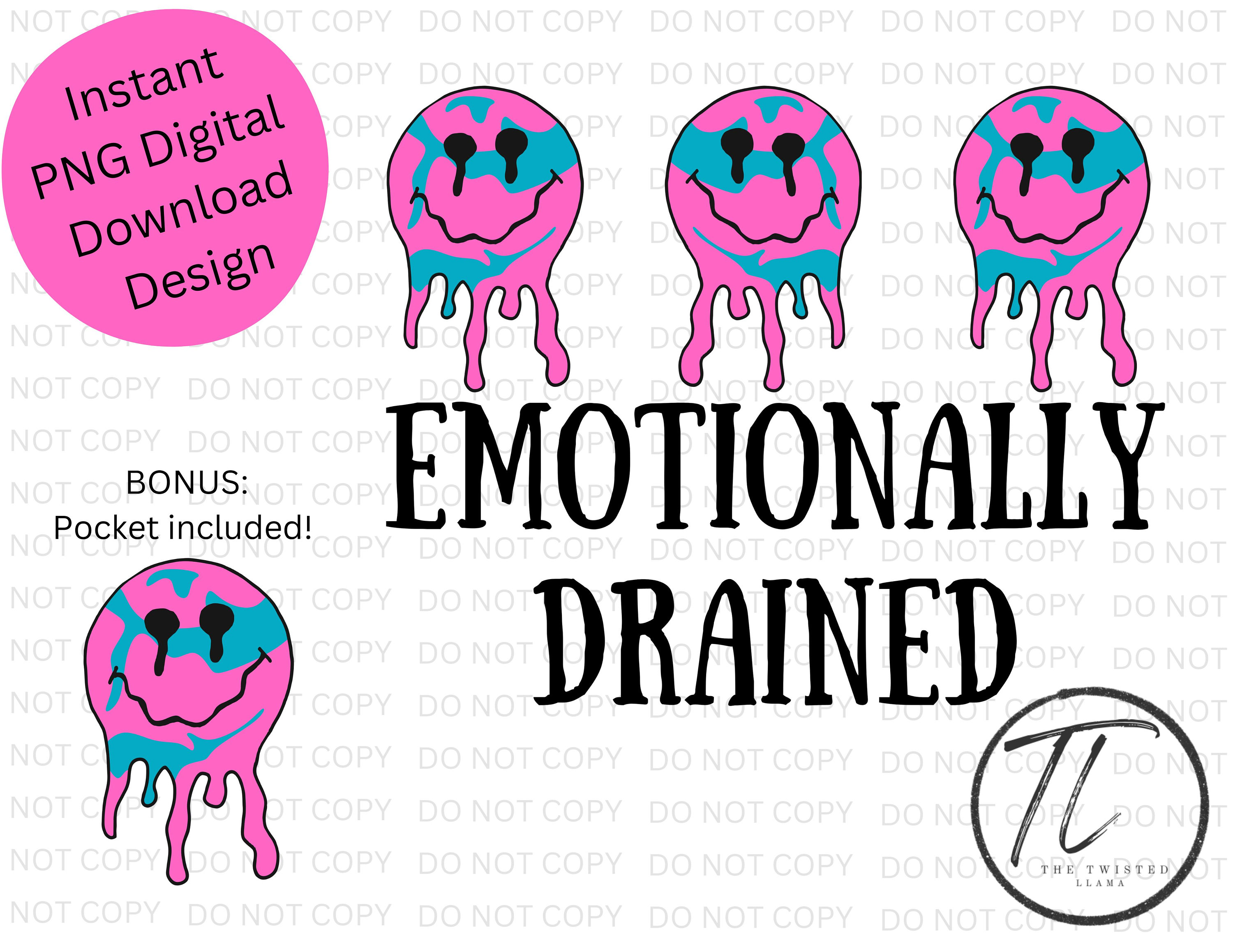 Emotionally Drained Smiley BUNDLE PNG With Bonus Pocket Images Included ...