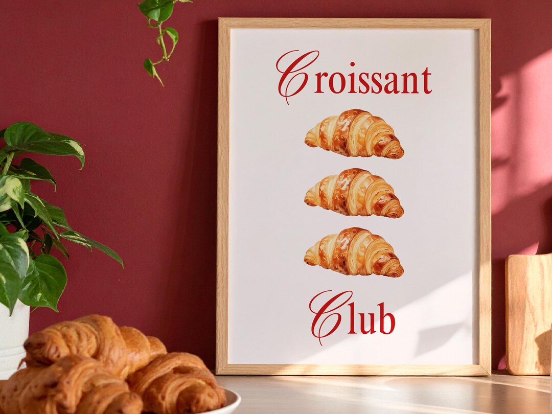 Croissant Poster, Croissant Wall Art, Trendy Croissant Print, Cafe ...