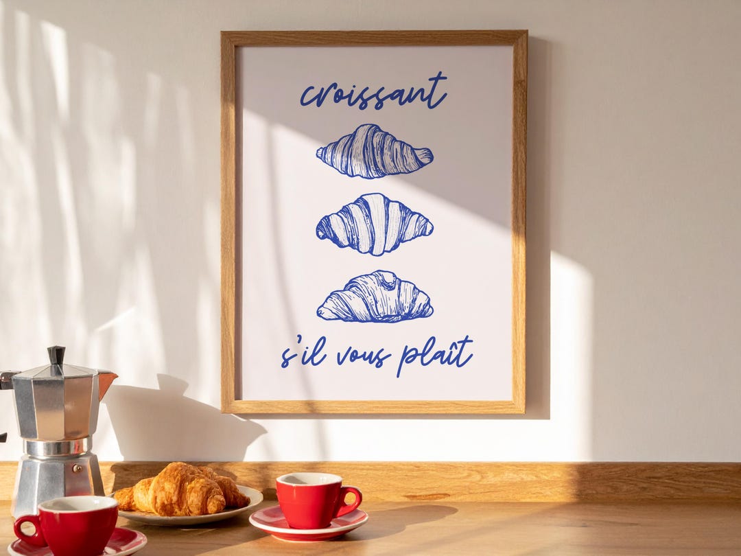 Croissant Poster, Croissant Wall Art, Trendy Croissant Print, Cafe ...
