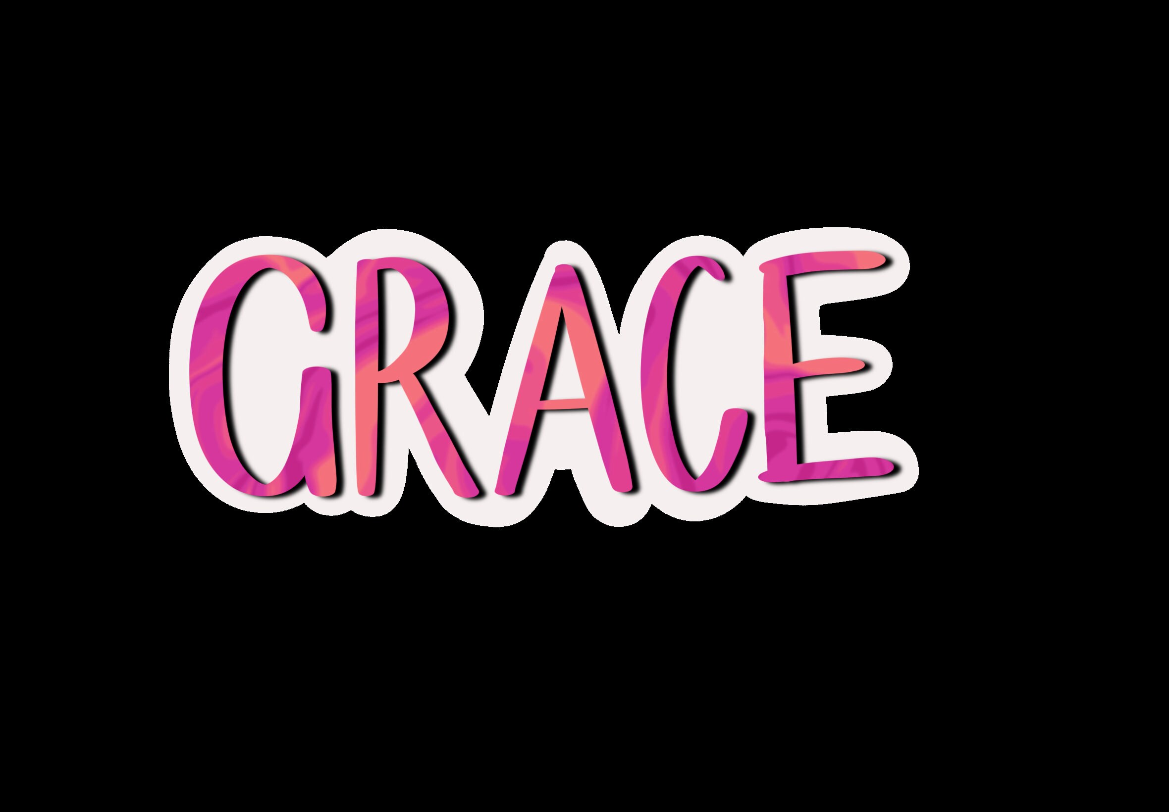 Pink ‘GRACE’ Sticker .PNG File - Etsy