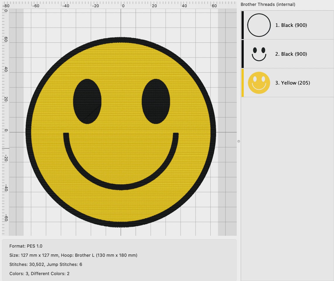 Smiley Face Downloadable Embroidery Machine Design - Etsy
