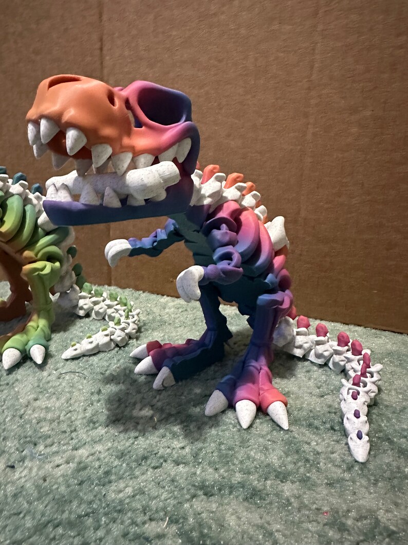 3D Printed 7” Rainbow Surprise T-rex - Etsy