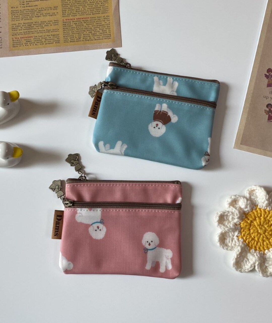 Handmade Korean Mini Wallet | Waterproof Poodle Coin Purse, Small ...