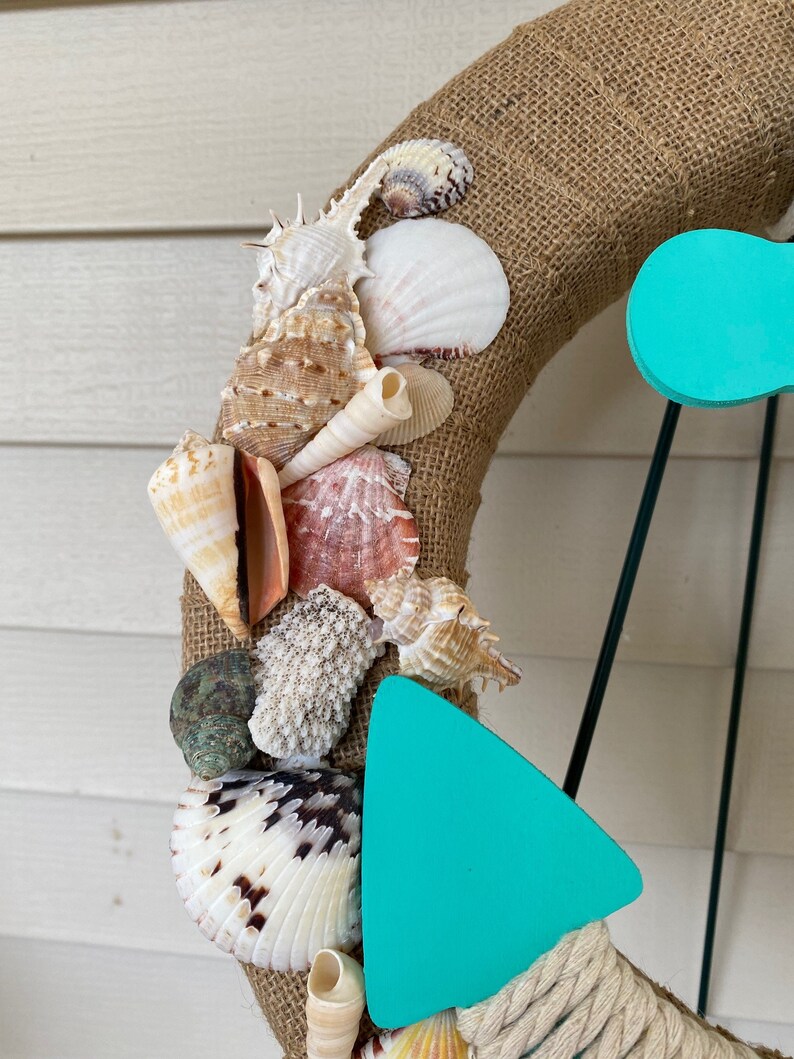 Shell Wreath, Coastal Door Wreath, Beach Wreath, Summer Shell Wreath ...