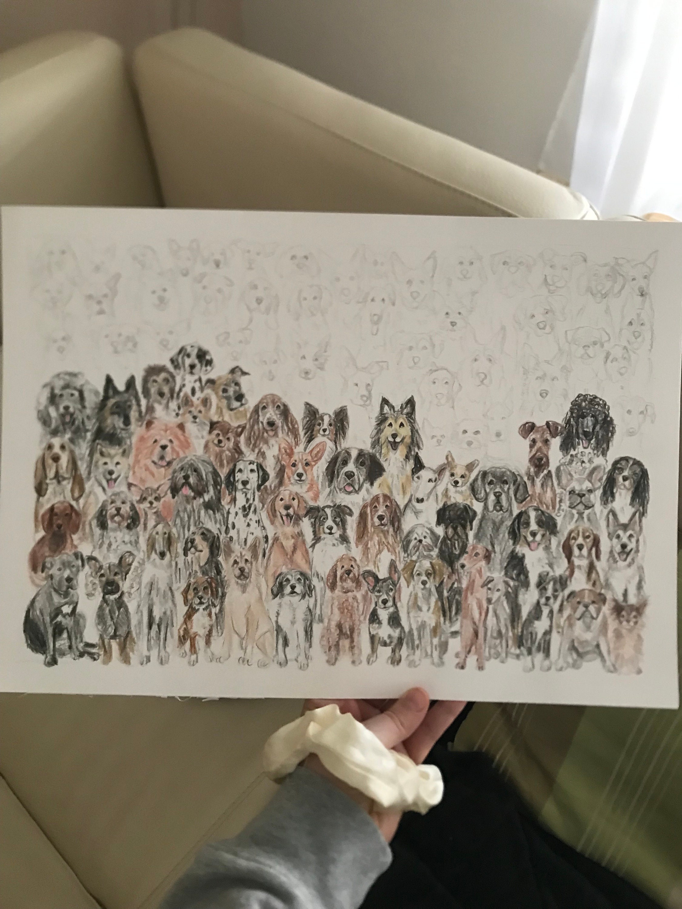 Dog Audience Sitting Artprint Puppies Doglover Poster Pet Portrait Dog ...