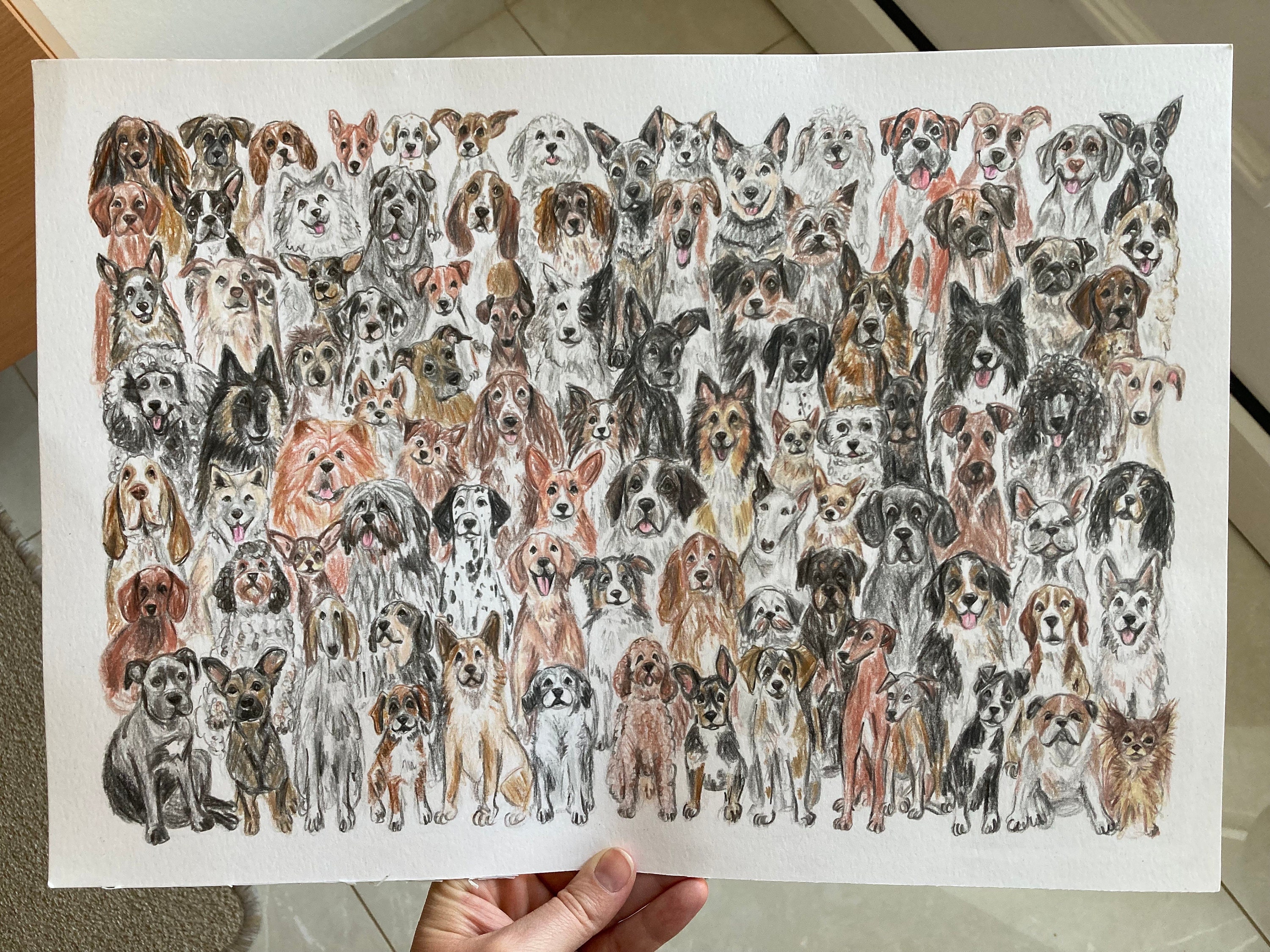 Dog Audience Sitting Artprint Puppies Doglover Poster Pet Portrait Dog ...