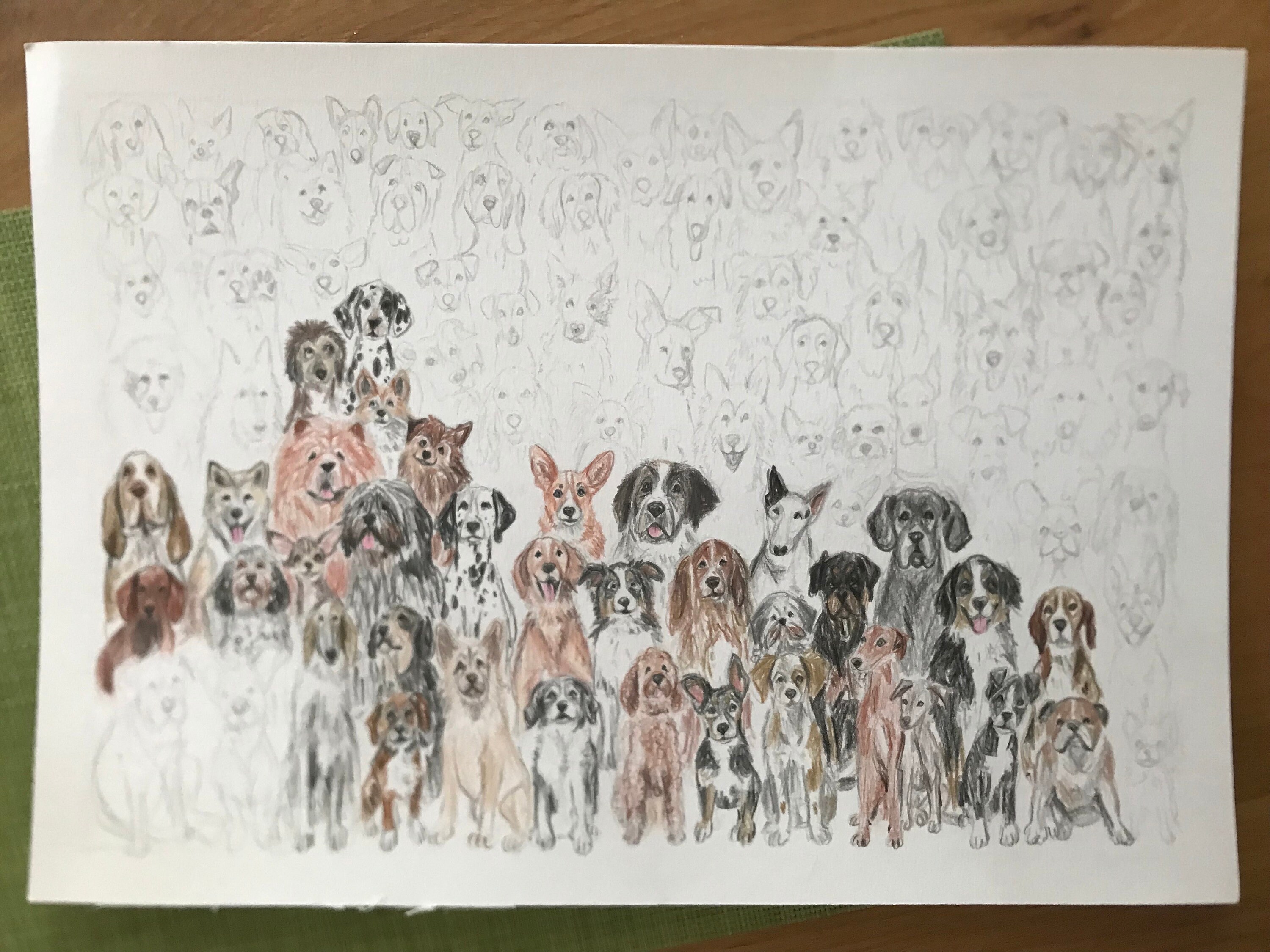 Dog Audience Sitting Artprint Puppies Doglover Poster Pet Portrait Dog ...