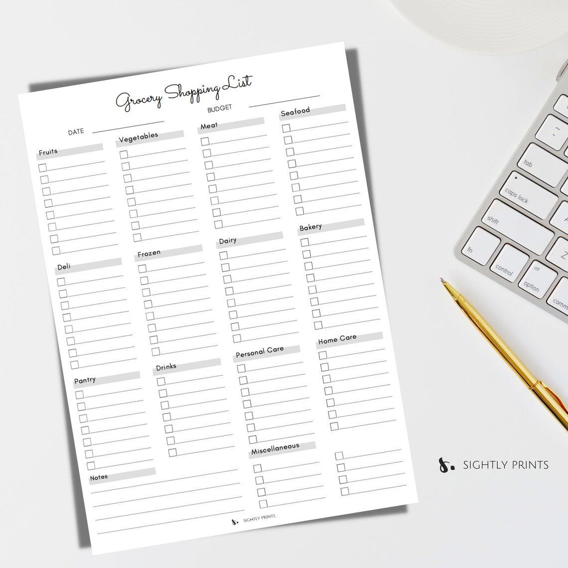 Grocery Shopping List Printable Fillable Weekly Household Shopping ...