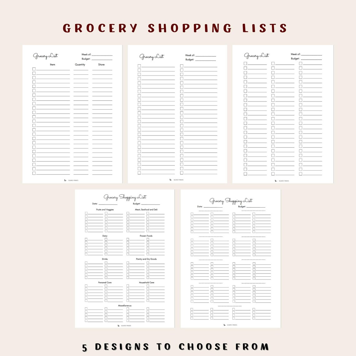 Printable Grocery List and List Bundle, to Do List, Shopping List ...