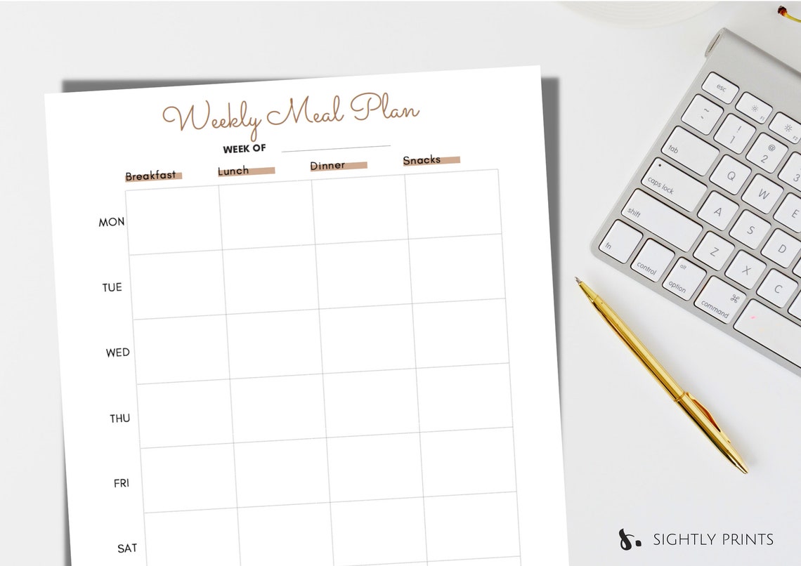 Printable Weekly Meal Planner Fillable Menu Planner Minimalist Neutral ...