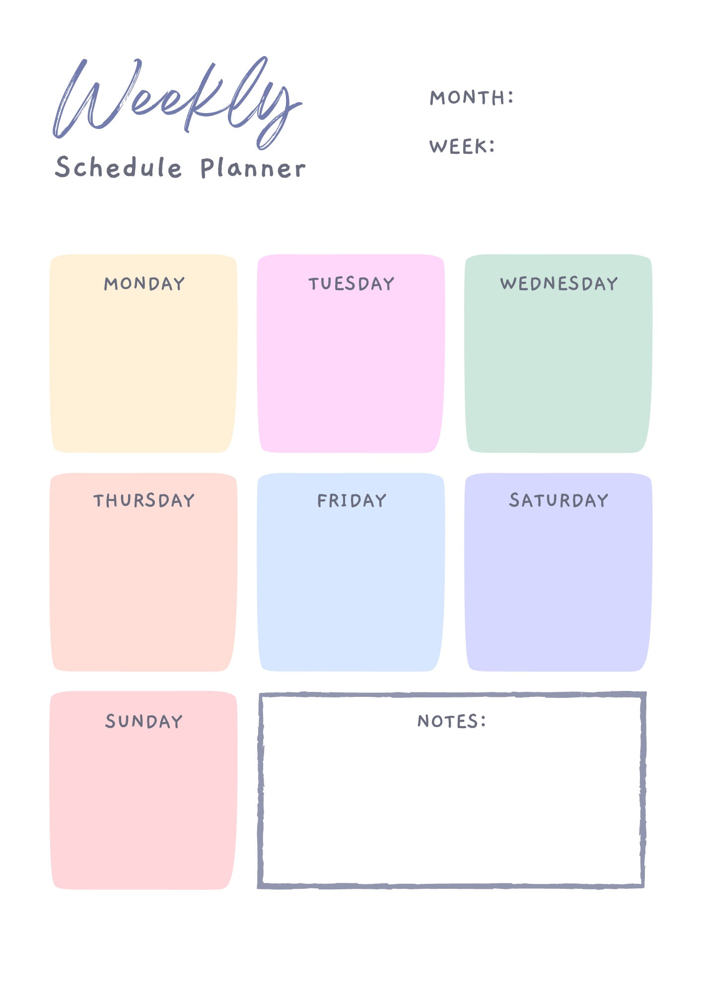 Weekly Schedule Planner Printable A4 - Etsy