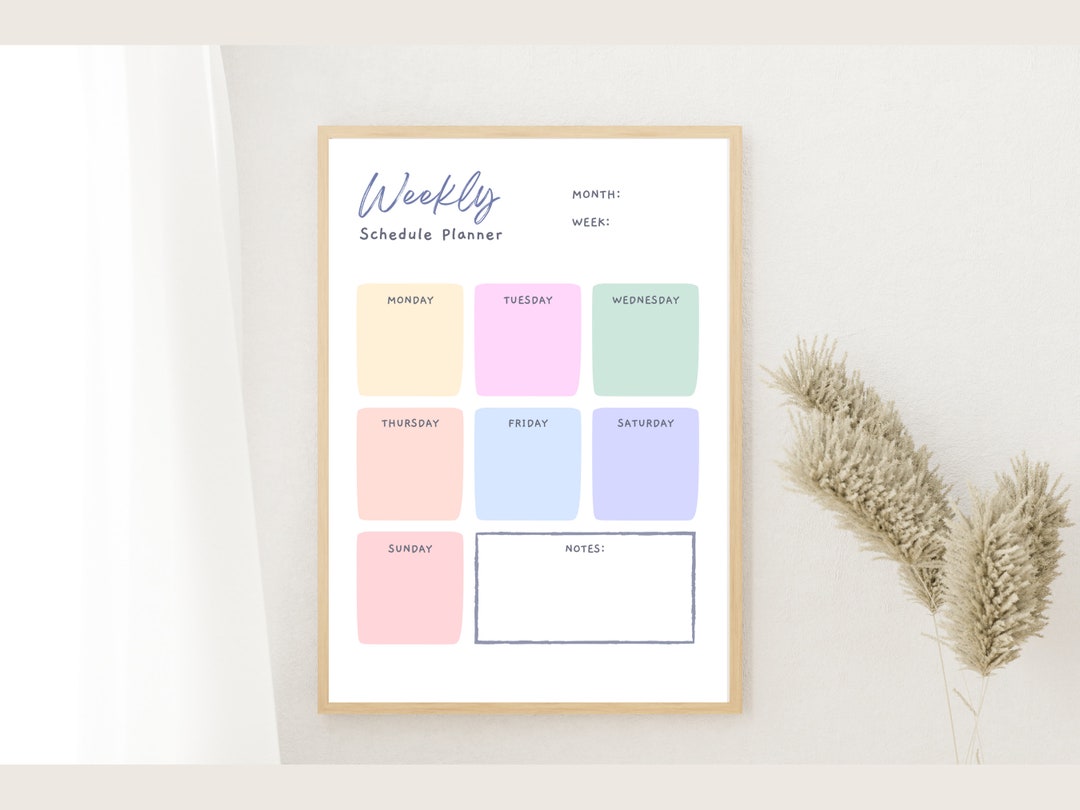 Weekly Schedule Planner Printable A4 - Etsy