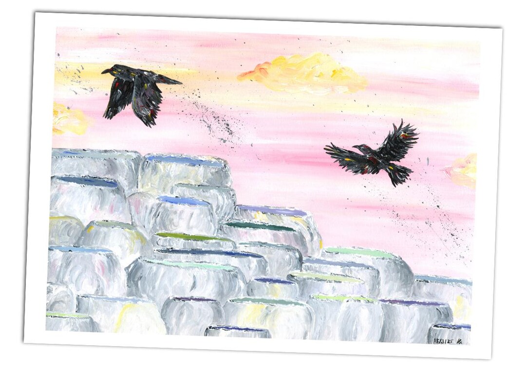 Mural Raven Print Wall Decoration Crow Postcard Acrylic Painting ...