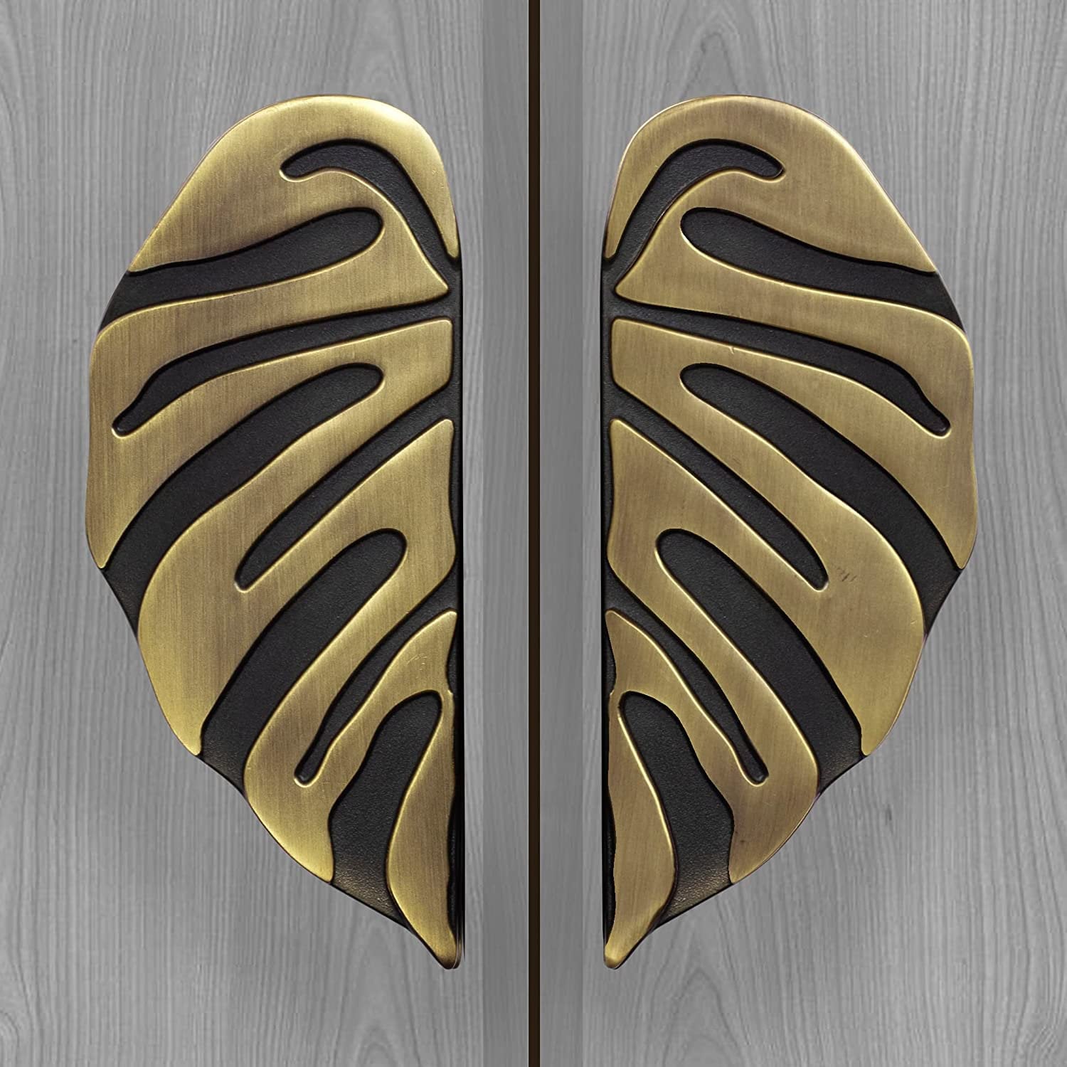 Handcrafted 6 Inch Antique Brass Leaf Door Handles for Main - Etsy
