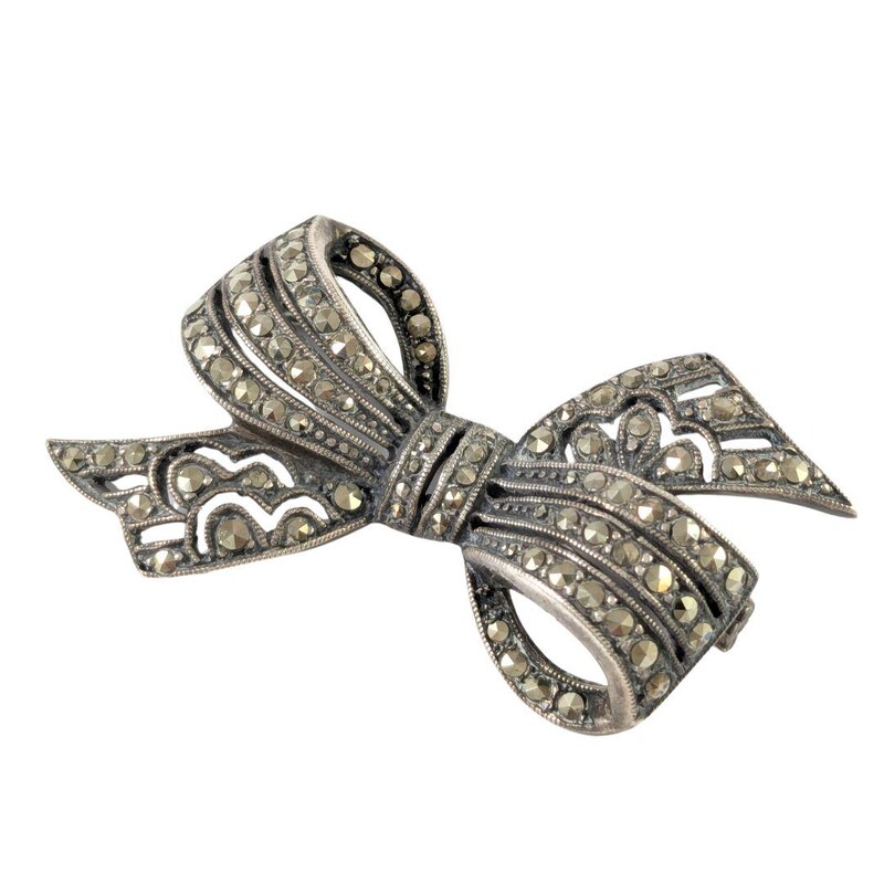 Marcasite Bow Brooch - Etsy
