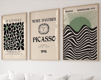 Van Gogh Print, Gallery Wall Art Set of 3 Prints, Picasso Print ...