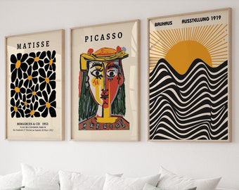 Van Gogh Print, Gallery Wall Art Set of 3 Prints, Picasso Print ...