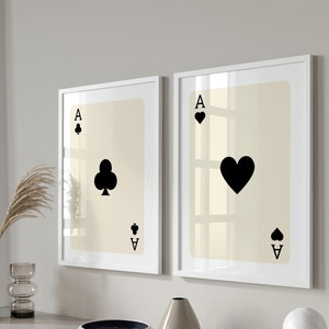 Ace Card Set of 4 Playing Card Poster Trendy Wall Art Modern Wall Art ...