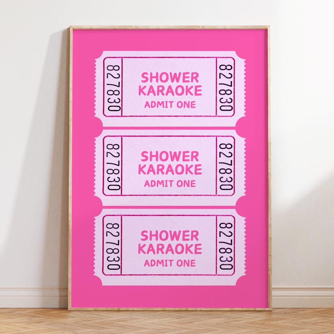 Shower Karaoke Ticket Art Print: Funny Bathroom Sign (digital Download ...