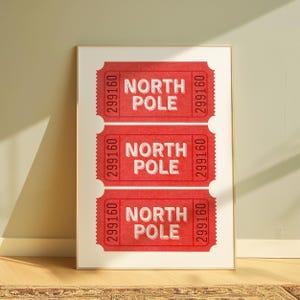 North Pole Ticket Christmas Print: Holiday Home Decor (digital) - Etsy