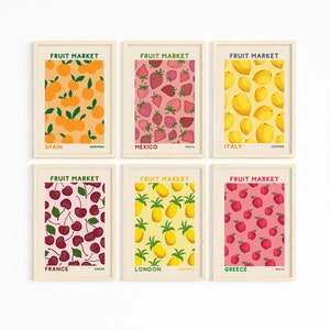 Fruit Market Poster Colorful Art Print Digital Kitchen - Etsy