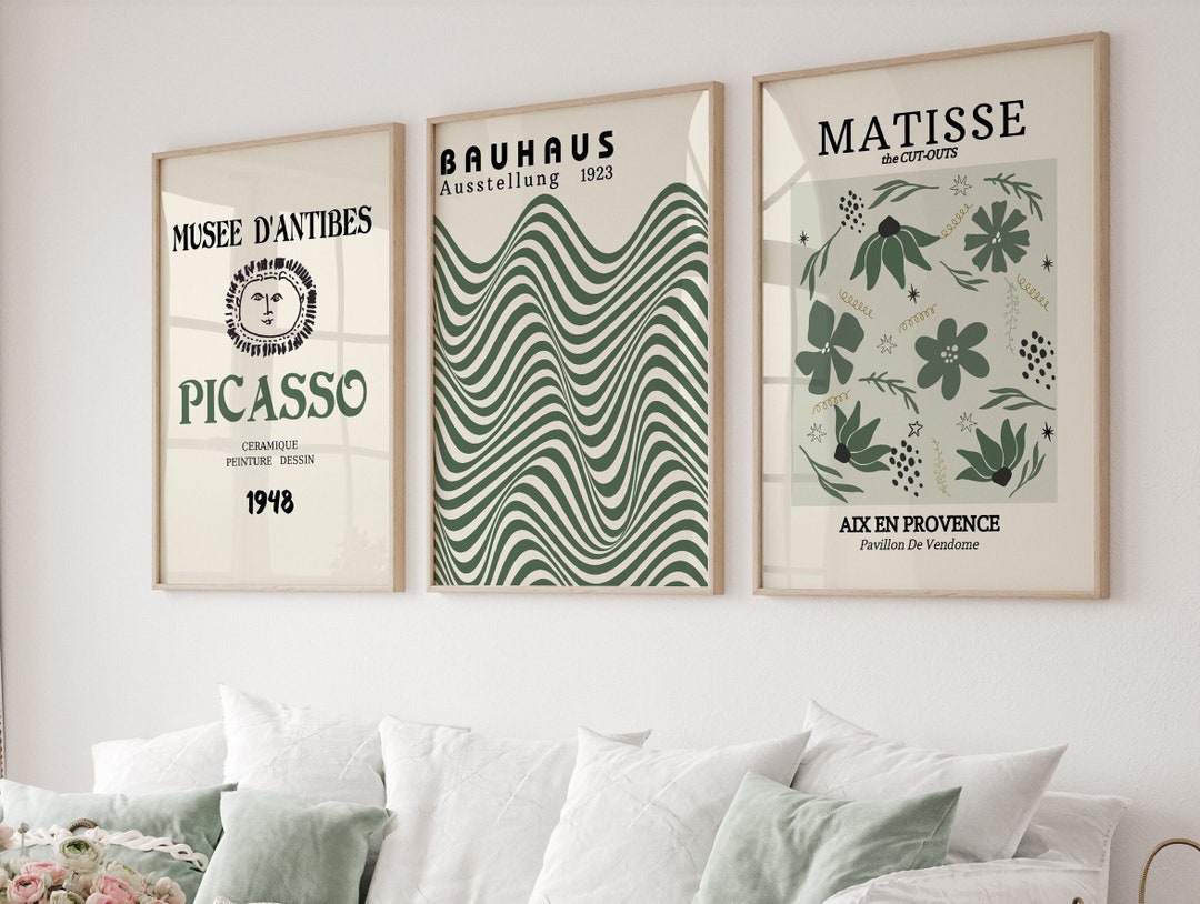 Sage Green Gallery Wall Art Set of 3, Picasso Print, Matisse Poster ...