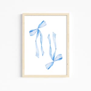 Blue Bows Watercolor Print Set: Preppy Coquette Room Decor (digital ...