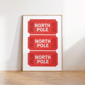 North Pole Ticket Christmas Print: Holiday Home Decor (digital) - Etsy