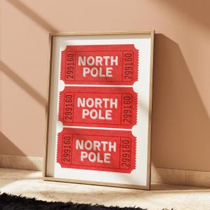 North Pole Ticket Christmas Print: Holiday Home Decor (digital) - Etsy