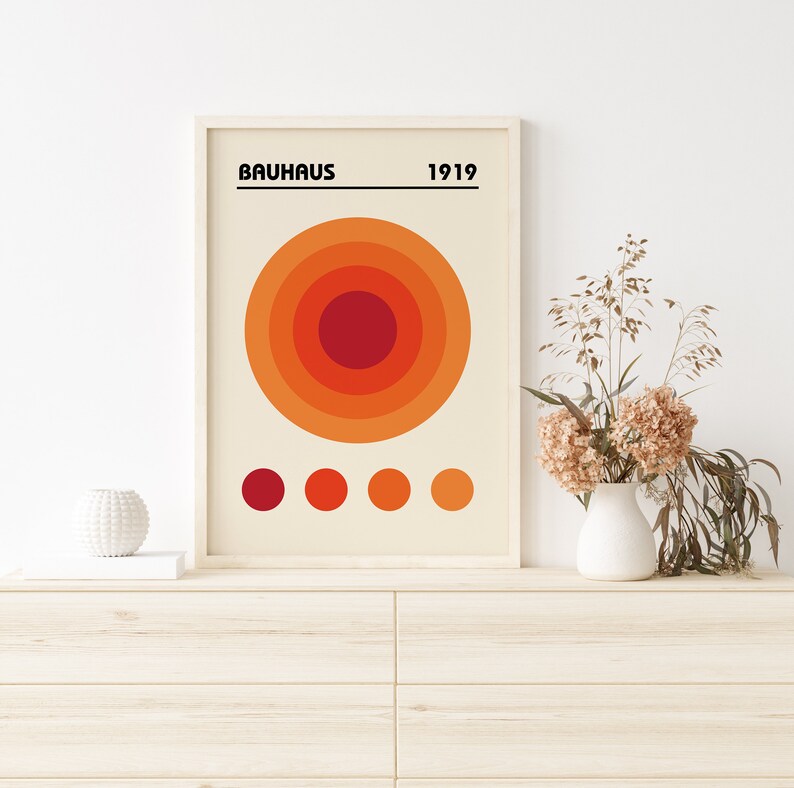 Bauhaus Exhibition Poster: Mid Century Modern Geometric Print (digital ...