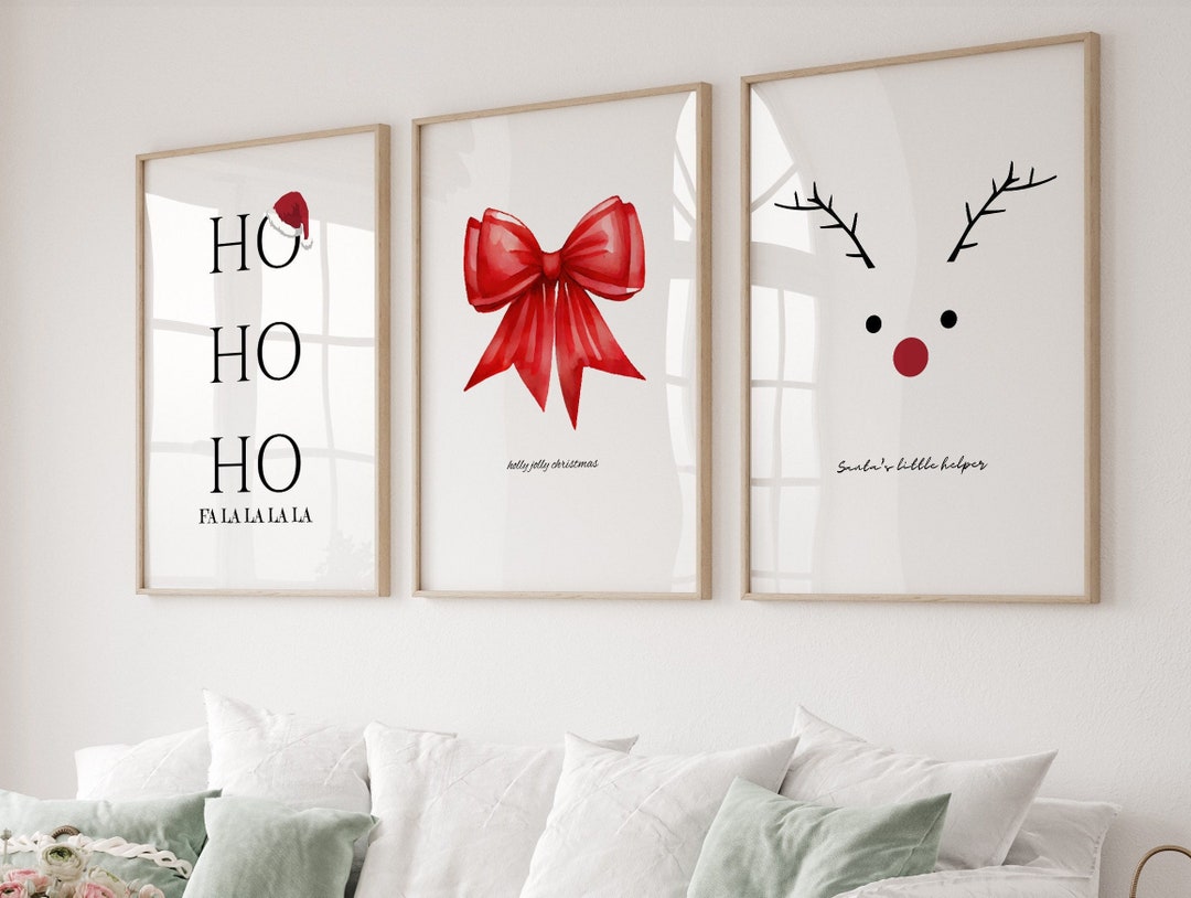 Christmas Printable Gallery Wall Art, Set of 3 Xmas Art Prints ...