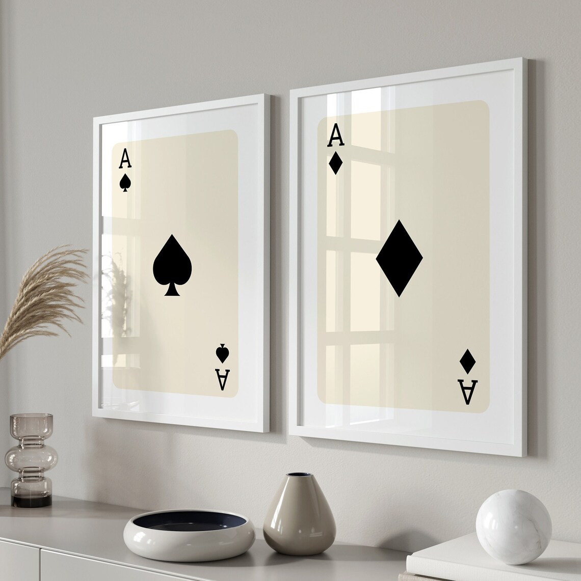 Ace Card Set of 4 Playing Card Poster Trendy Wall Art Funny - Etsy