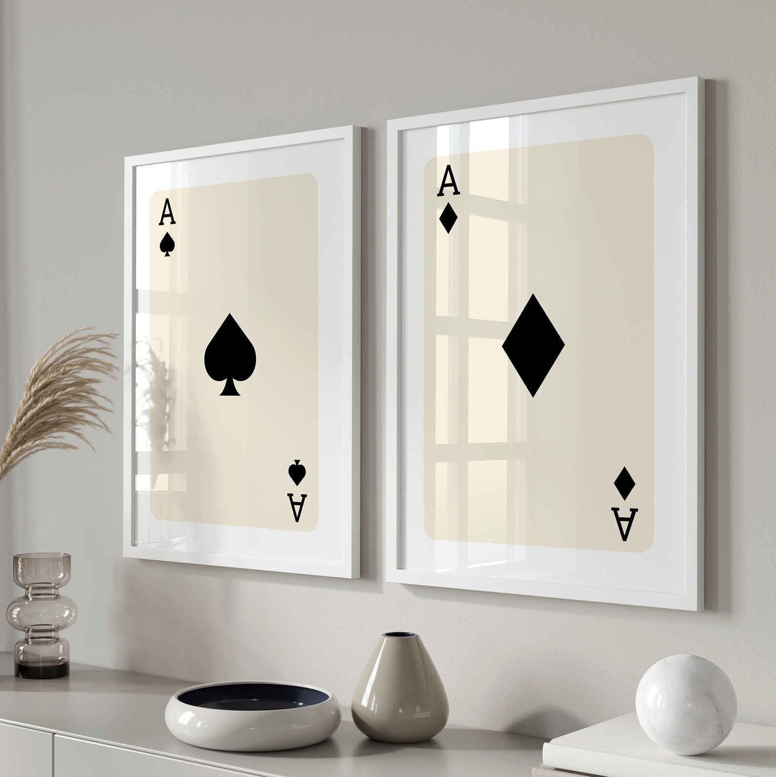 Ace Card Set of 4 Playing Card Poster Trendy Wall Art Funny - Etsy