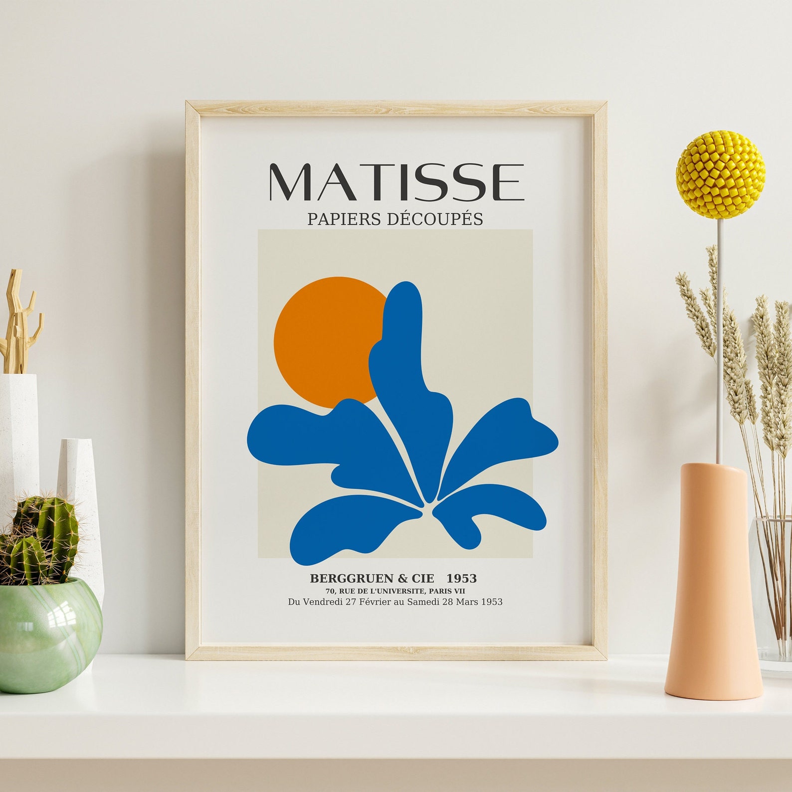 Matisse Exhibition Poster: Blue Orange Mid-century Modern Art (digital ...