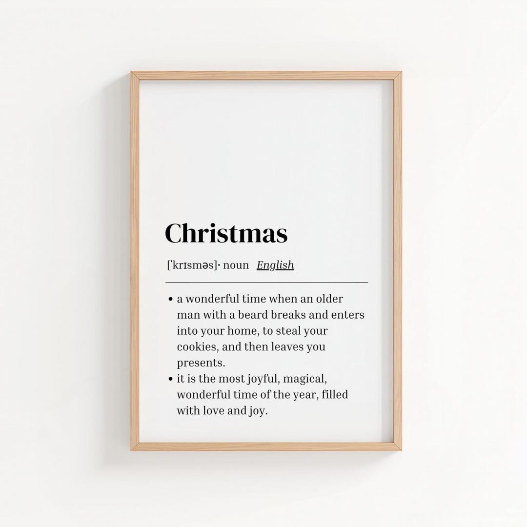 Christmas Definition Art Print: Minimalist Holiday Poster (digital ...
