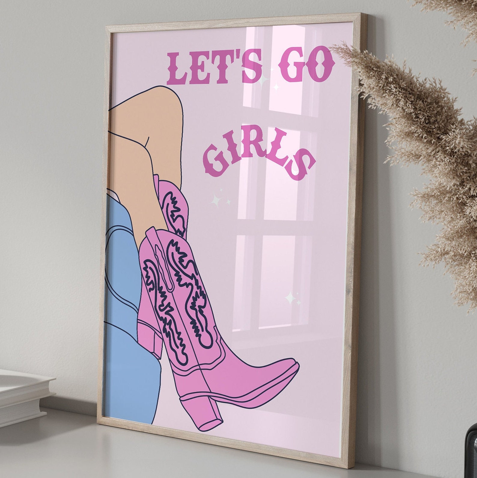 Cowgirl Poster Pink Rodeo Poster Print Retro Style Poster - Etsy