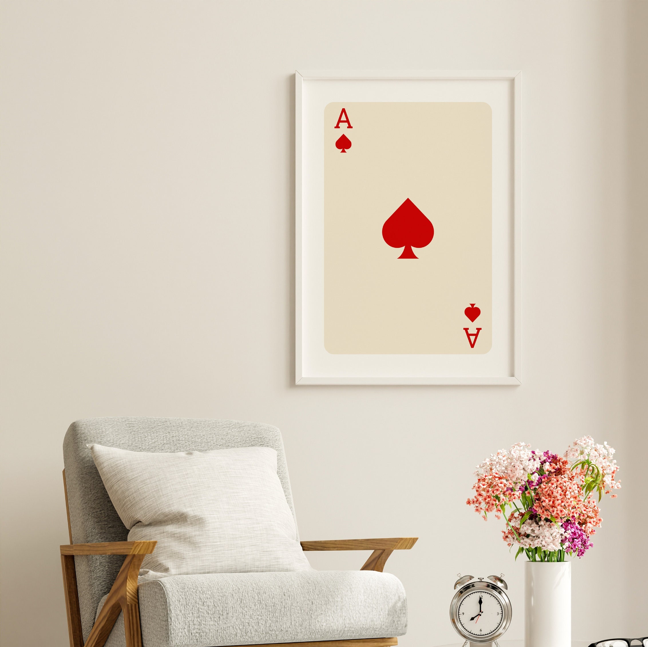 Ace Card Set of 4 Playing Card Poster Trendy Wall Art Funny - Etsy