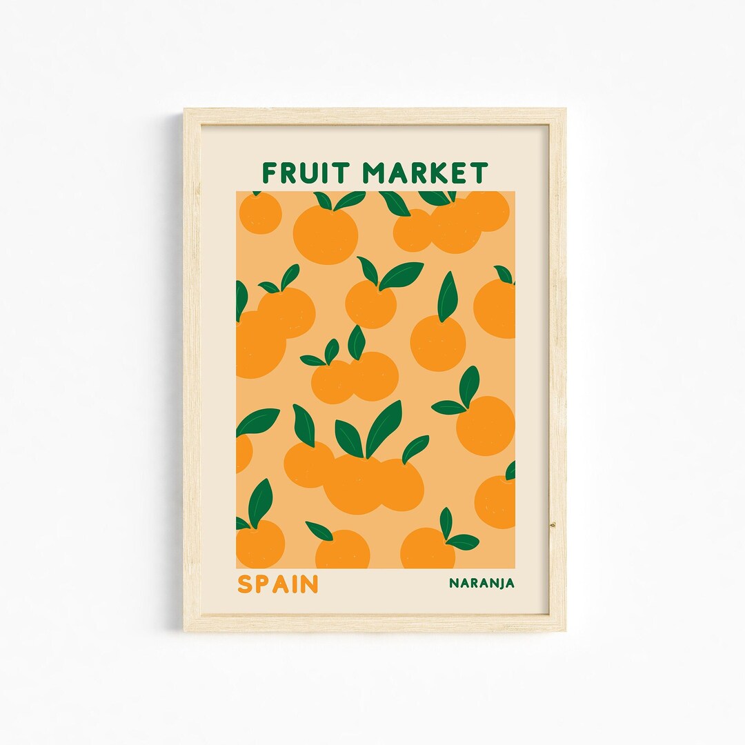 Fruit Market Poster, Colorful Art Print, Digital Kitchen Decor ...