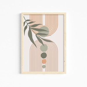 Sage Green and Blush Pink Boho Wall Art Set of 3, Mid Century Modern ...