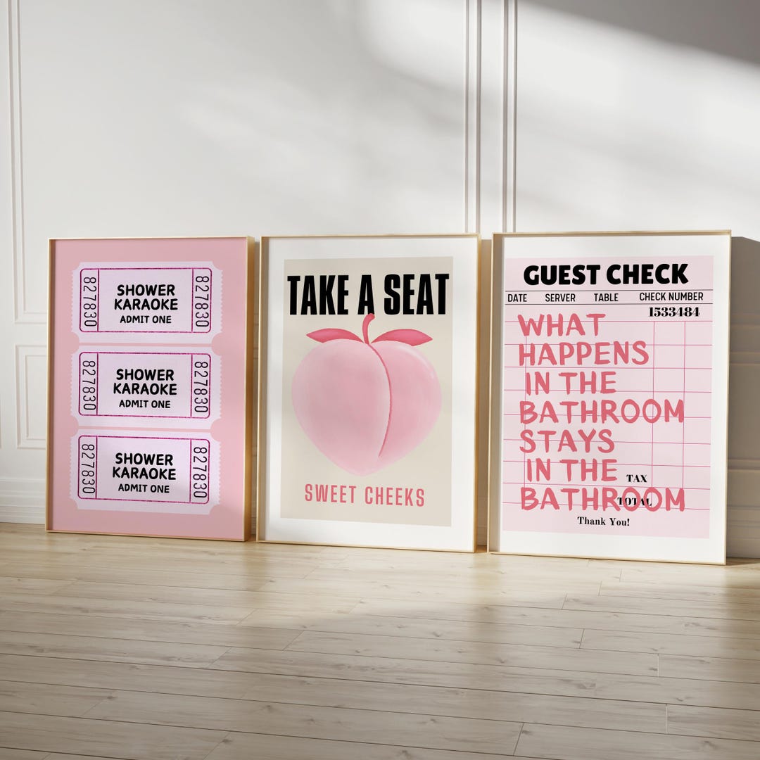 Funny Bathroom Art Prints: Retro Ticket Theme Set (digital Download) - Etsy