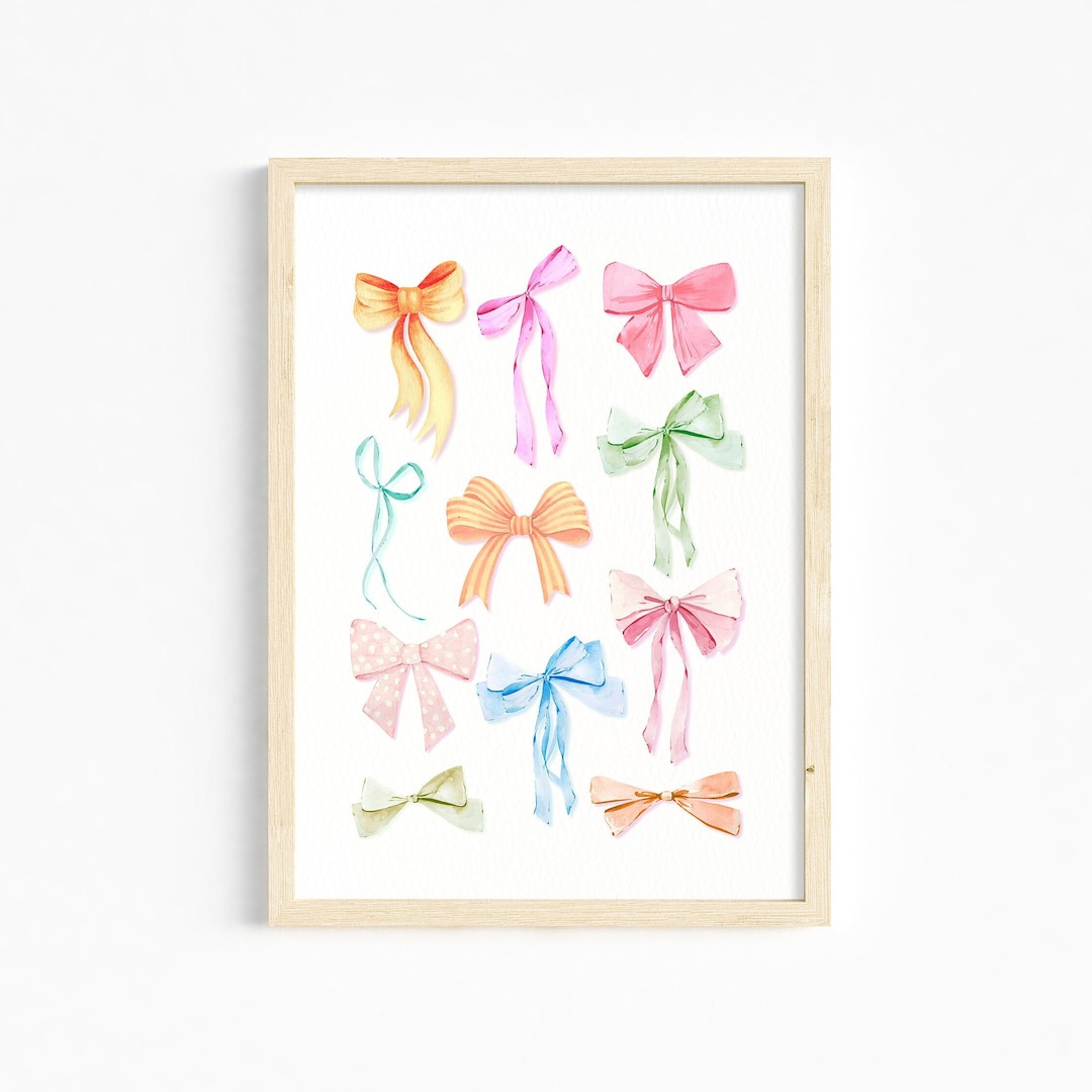 Trendy Colorful Bows Wall Art, Preppy Poster, College Apartment Decor ...