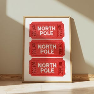 North Pole Ticket Christmas Print: Holiday Home Decor (digital) - Etsy