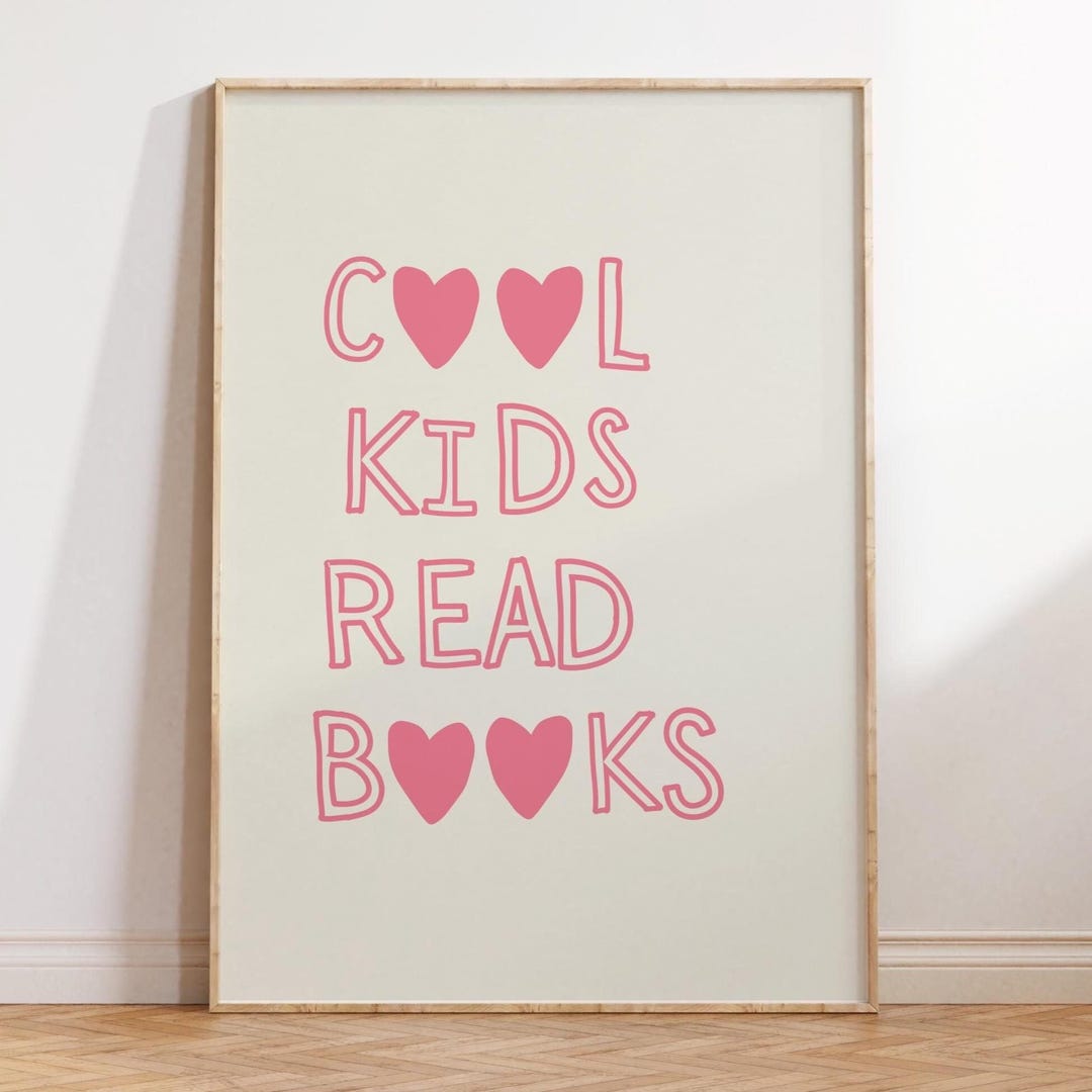 Cool Kids Read Books Print Kids Reading Book Playroom Wall Decor ...