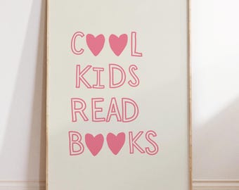 Cool Kids Read Books Print Kids Reading Book Playroom Wall Decor ...