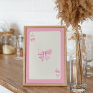 Pink Bow Ace Card Print: Trendy Watercolor Wall Art (digital Download ...