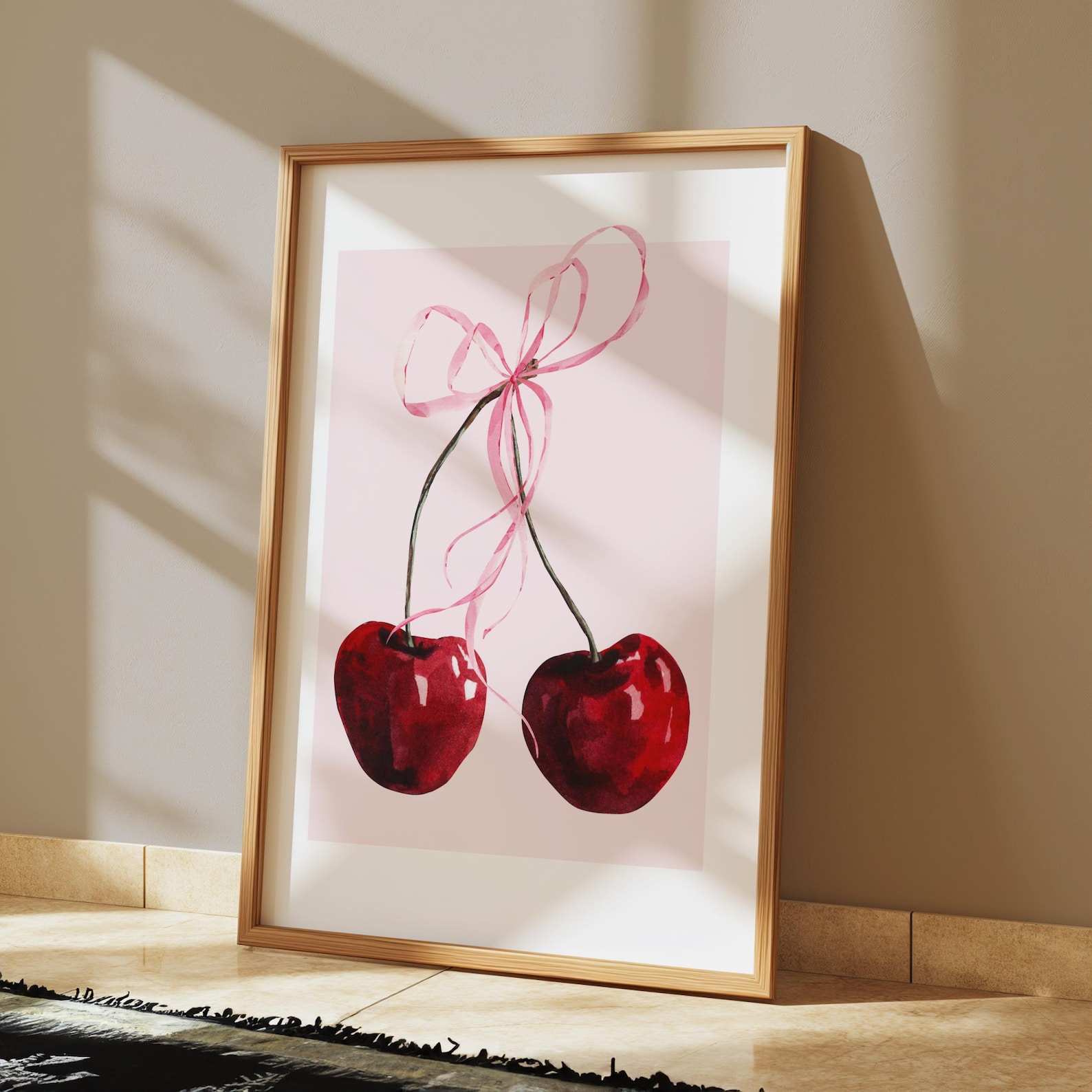 Pink Cherry Wall Art: Coquette Room Decor (digital Download) - Etsy